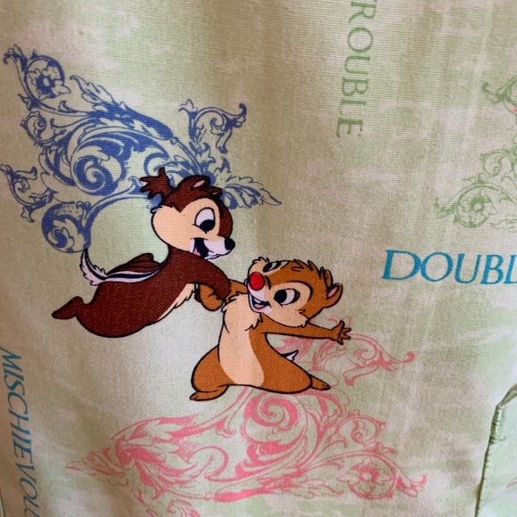 Disney | Tops | Disney Chip And Dale Scrub Top Green V Neck Small ...